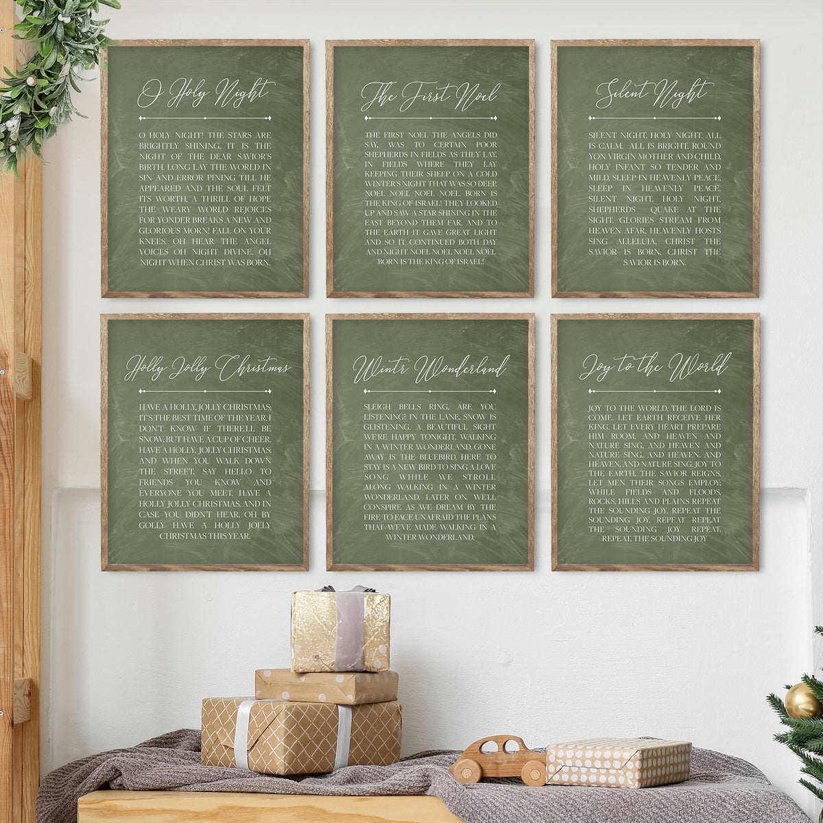 Christmas Song Lyrics on Green Chalkboard Set of 6 Art Prints – Paper ...