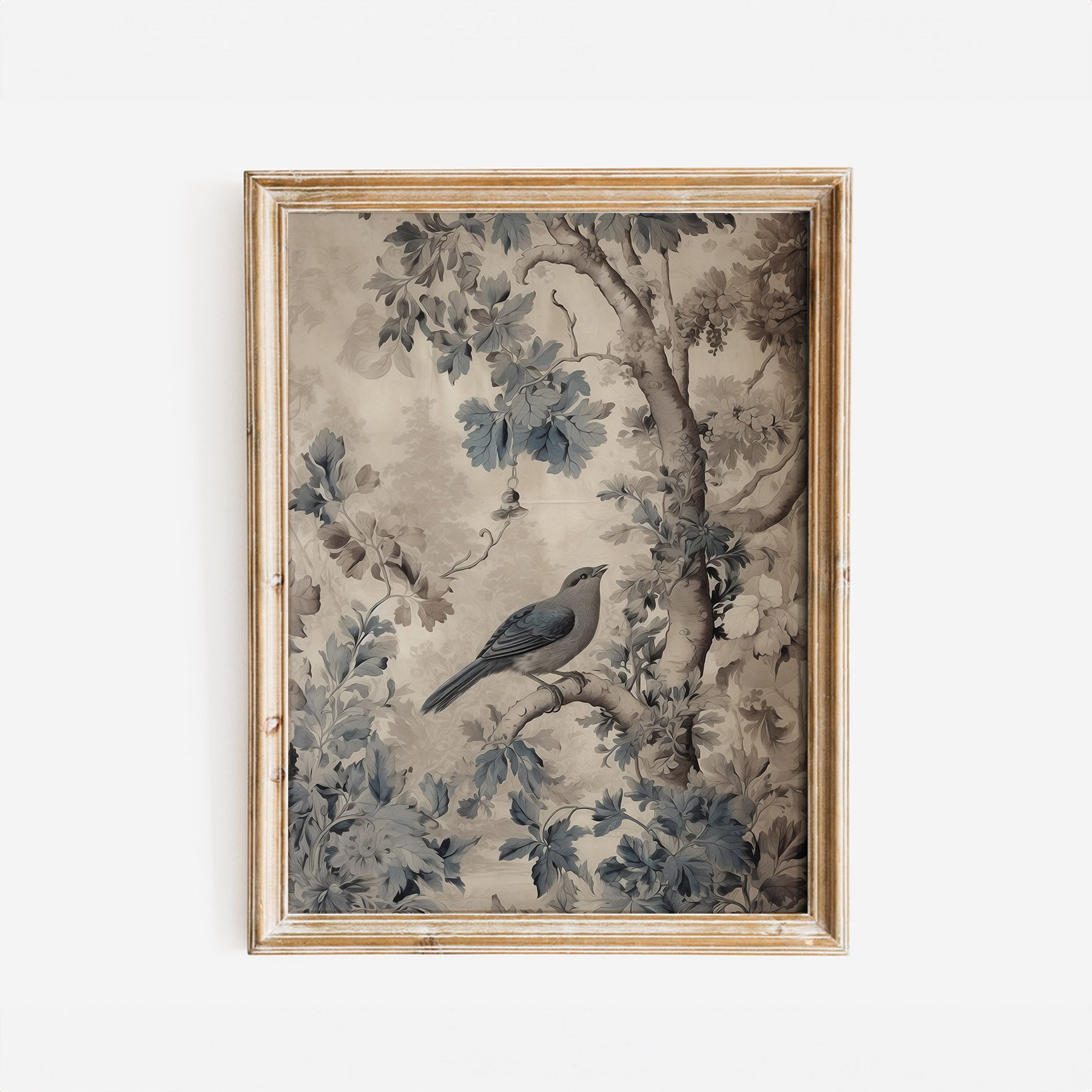 Blue Victorian Bird Wallpaper Pattern Art Print – Paper House Print Shop