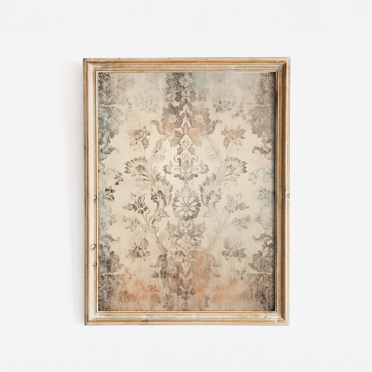 Distressed Ivory & Beige Tapestry Pattern Art Print – Paper House Print ...