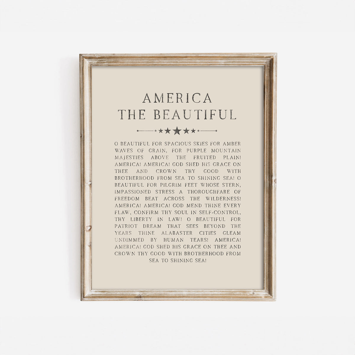 America The Beautiful Lyrics Art Print – Paper House Print Shop
