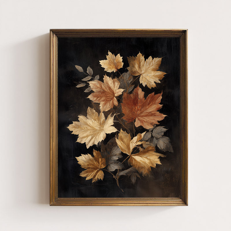 Maple Leaf Bunch On Black Art Print – Paper House Print Shop