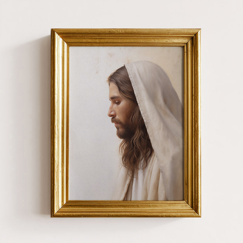 Profile Of Jesus In White Art Print – Paper House Print Shop