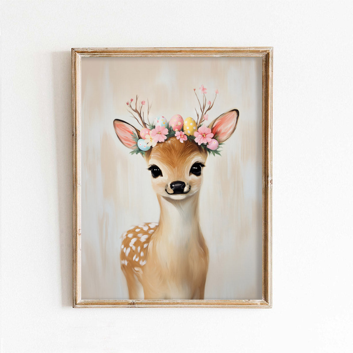 Easter Deer With Floral Crown Art Print – Paper House Print Shop