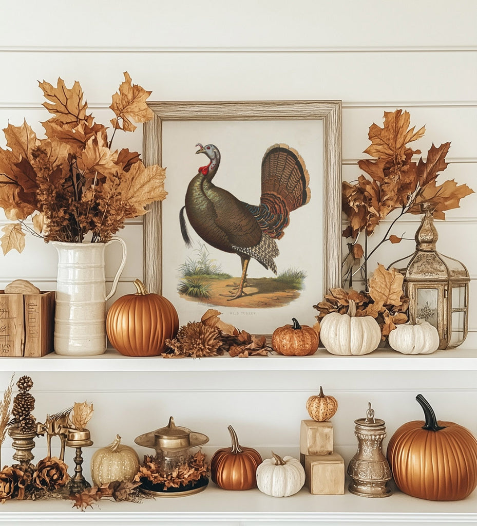 Vintage Turkey Portrait Thanksgiving Autumn Art Print – Paper House ...