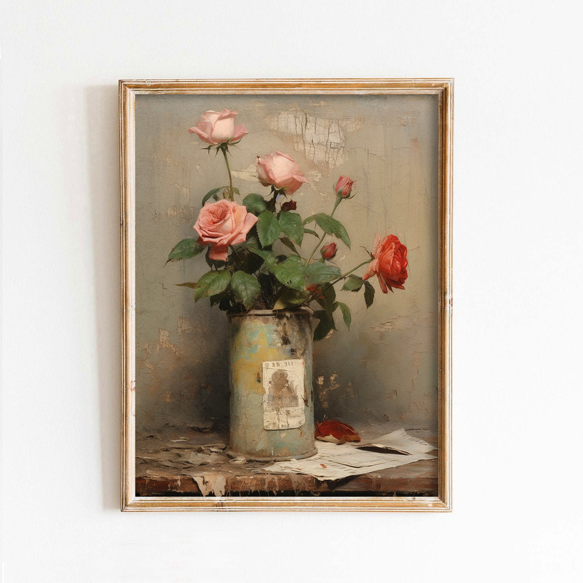 Vintage Rustic Roses Valentine Art Print – Paper House Print Shop