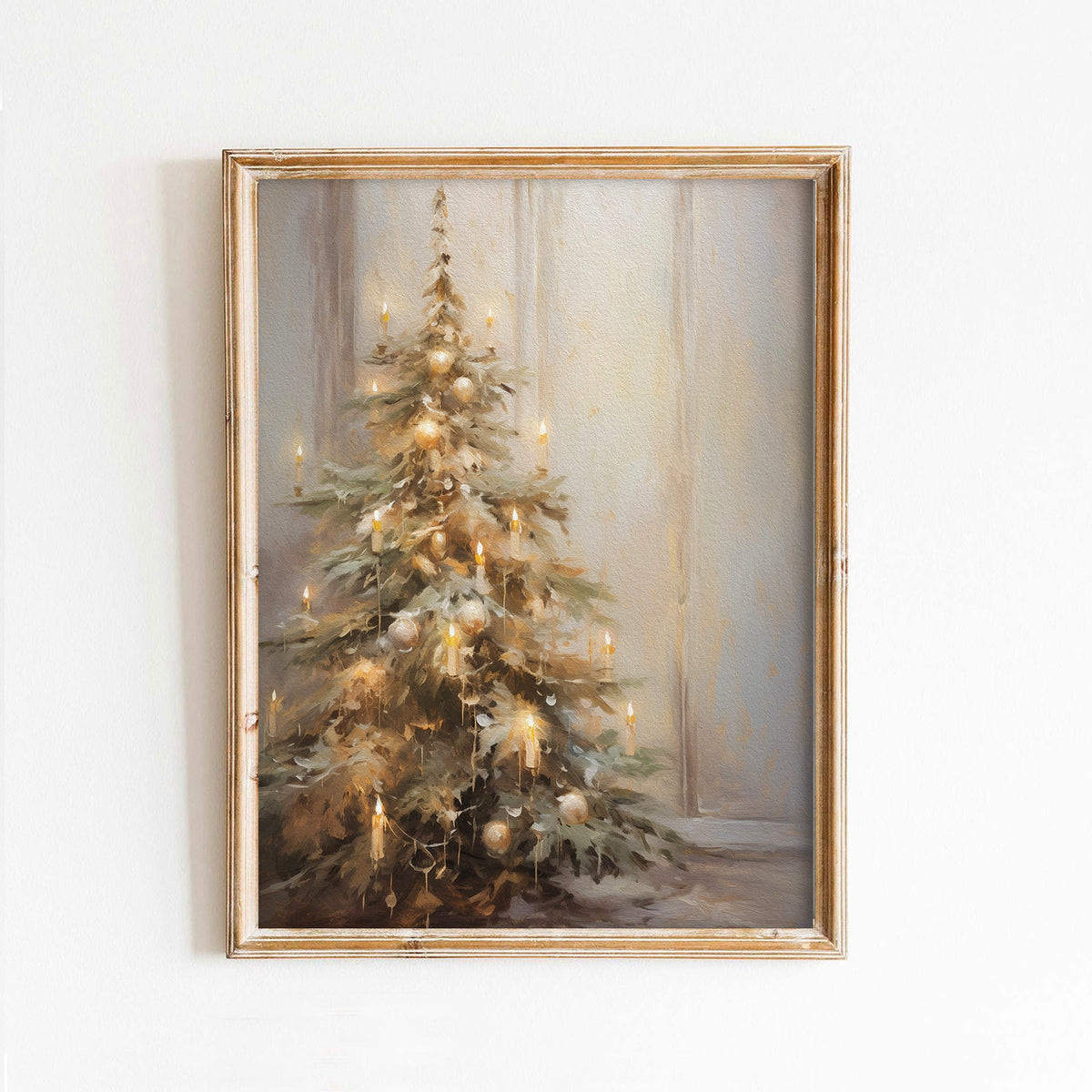 Vintage Candle Lit Christmas Tree Holiday Art Print – Paper House Print ...