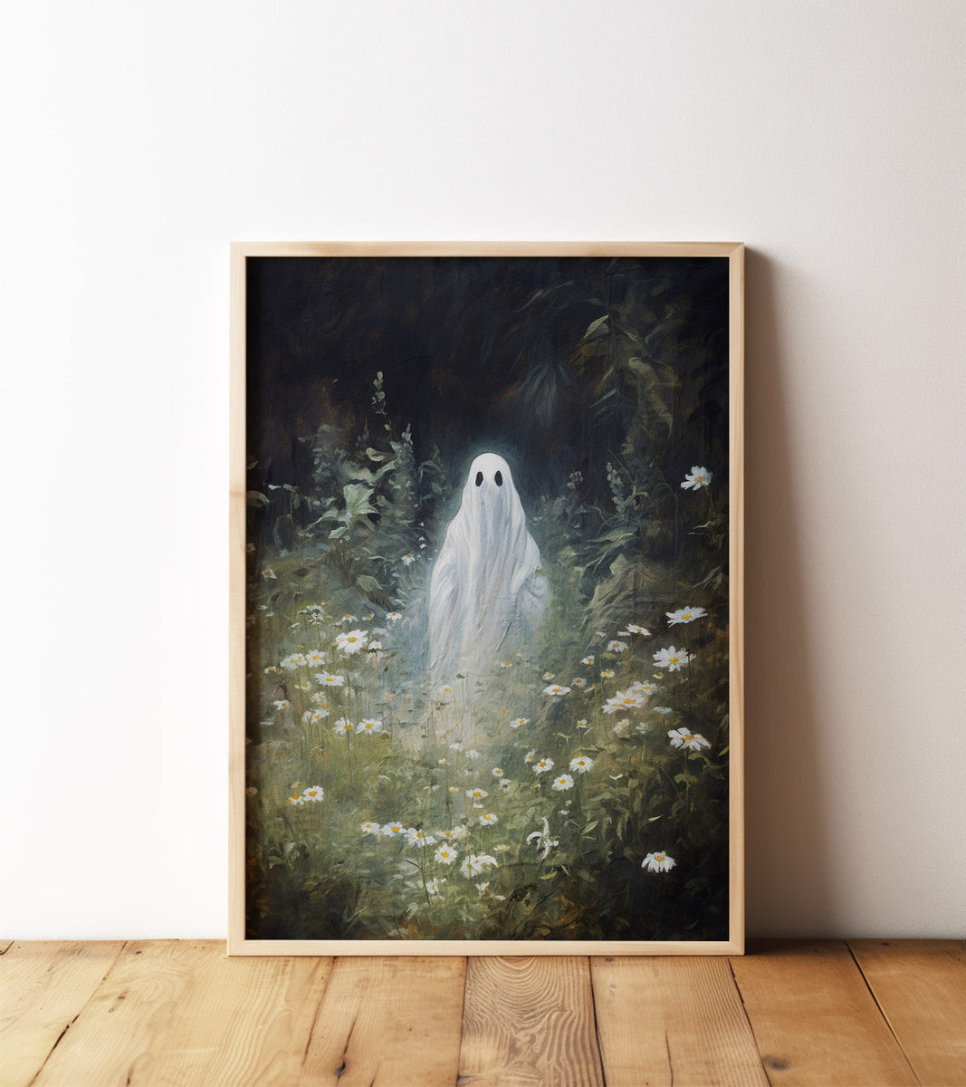 Ghost in Flower Field Halloween Art Print – Paper House Print Shop