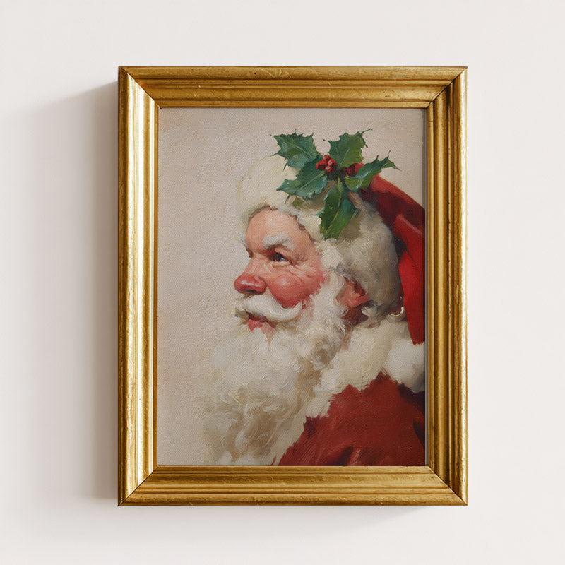 Profile Of Santa On Beige Art Print – Paper House Print Shop