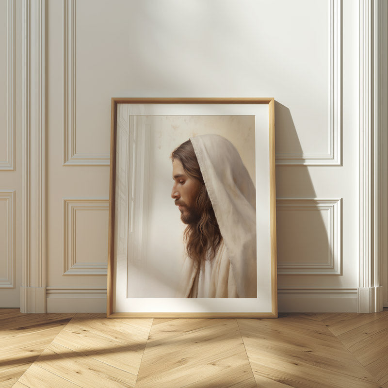 Profile Of Jesus In White Art Print – Paper House Print Shop