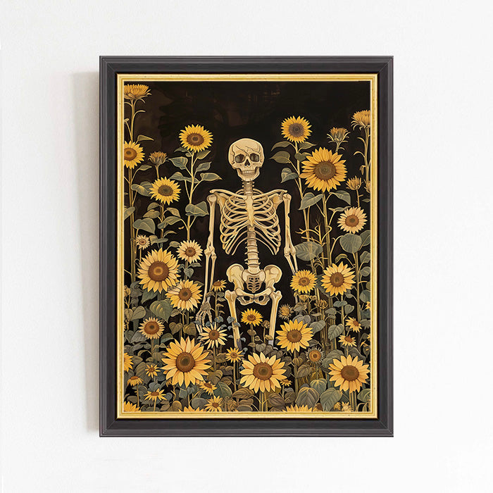 Skeleton in Sunflowers Art Print – Paper House Print Shop