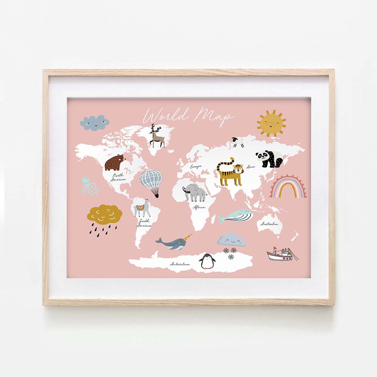 Pink World Map Kid'sArt Print – Paper House Print Shop
