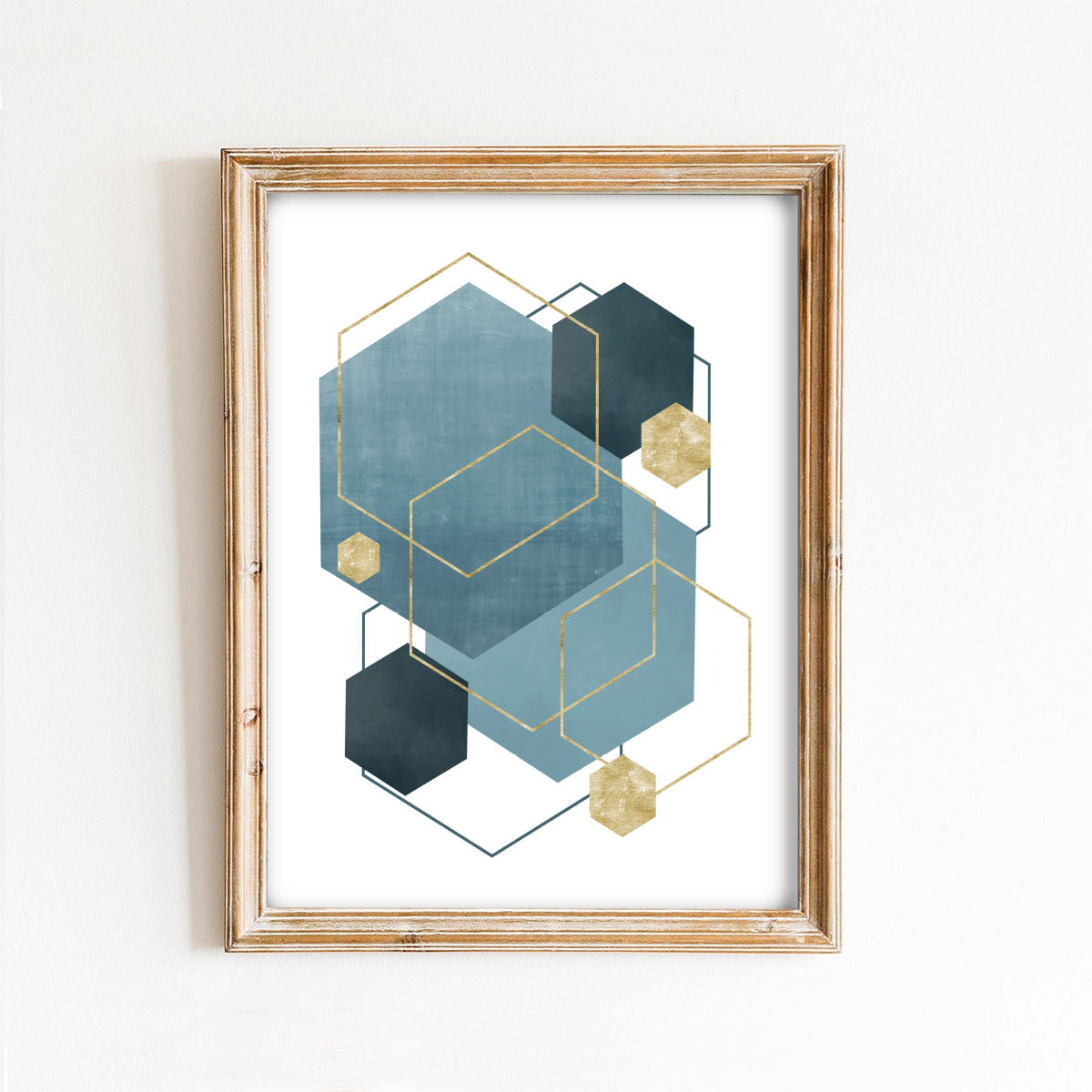 Blue Polygons Abstract Art Print – Paper House Print Shop