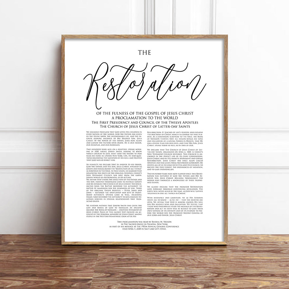 DIGITAL DOWNLOAD Modern LDS Restoration Proclamation – Paper House ...